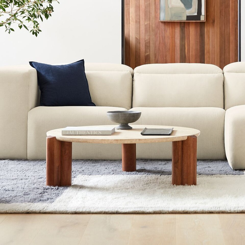 Travertine Coffee Table (112 cm) - West Elm Australia